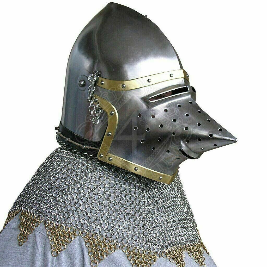 Medieval Knight 18Gauge Steel Costume Helmet SCA Larp Tournament ...