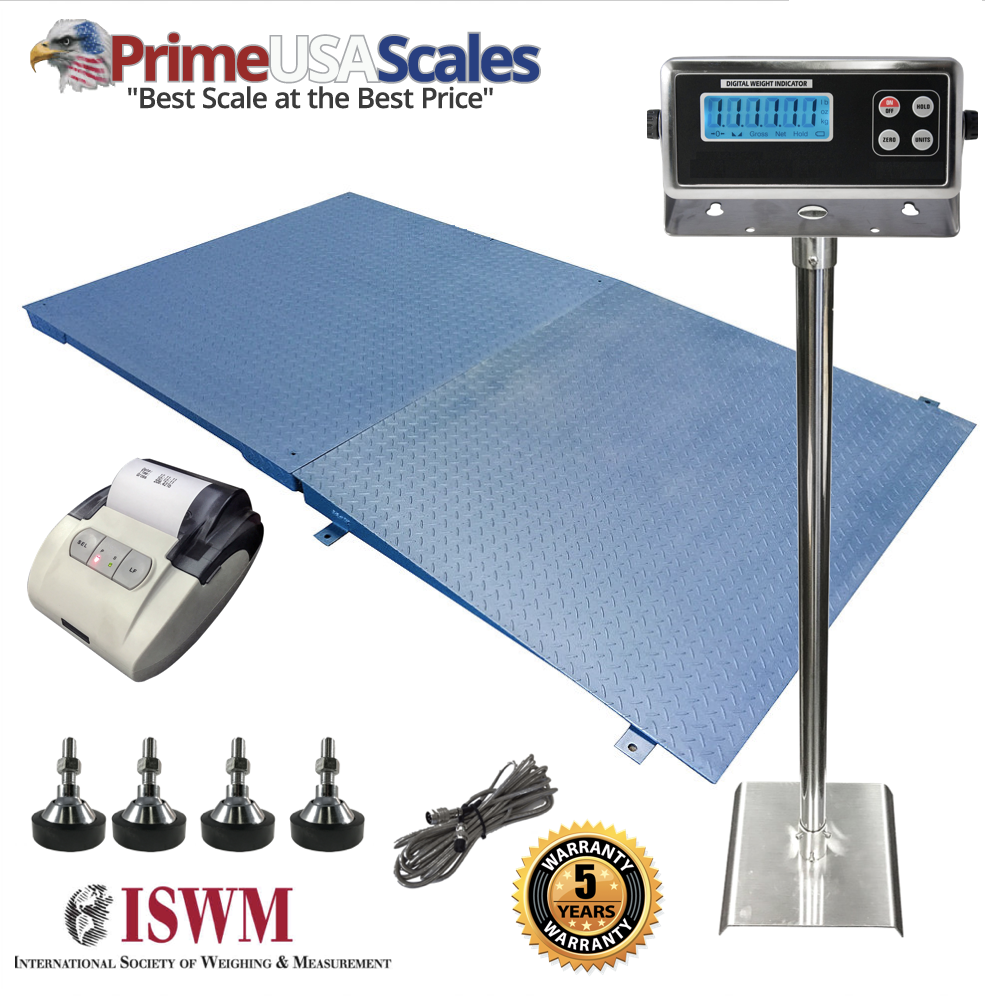 5 Year Warranty 5x5 Floor Scale 60" Ramp Plus Stand & Printer 2,500 lb ...