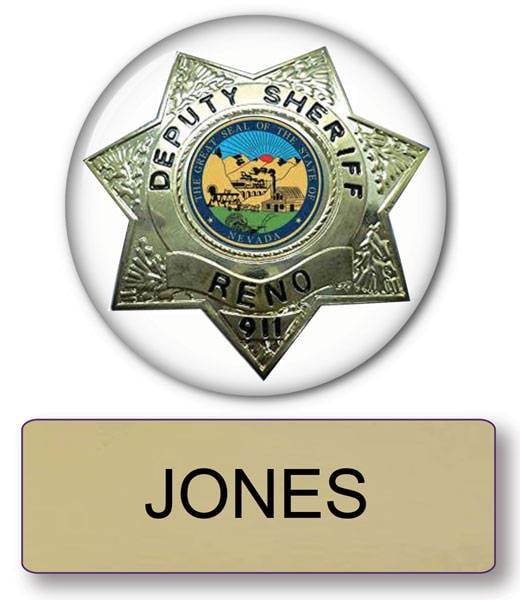RENO 911 Officer JONES magnet Fastener Name Badge & Deputy Button ...