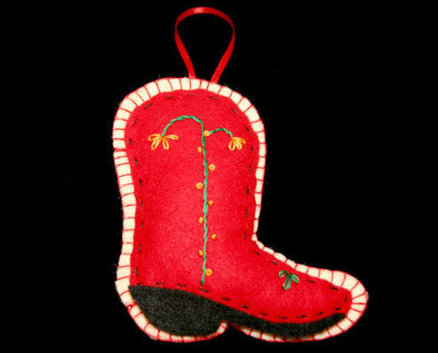 Western Country Handcrafted Felt Boot Christmas Ornament - Holiday ...