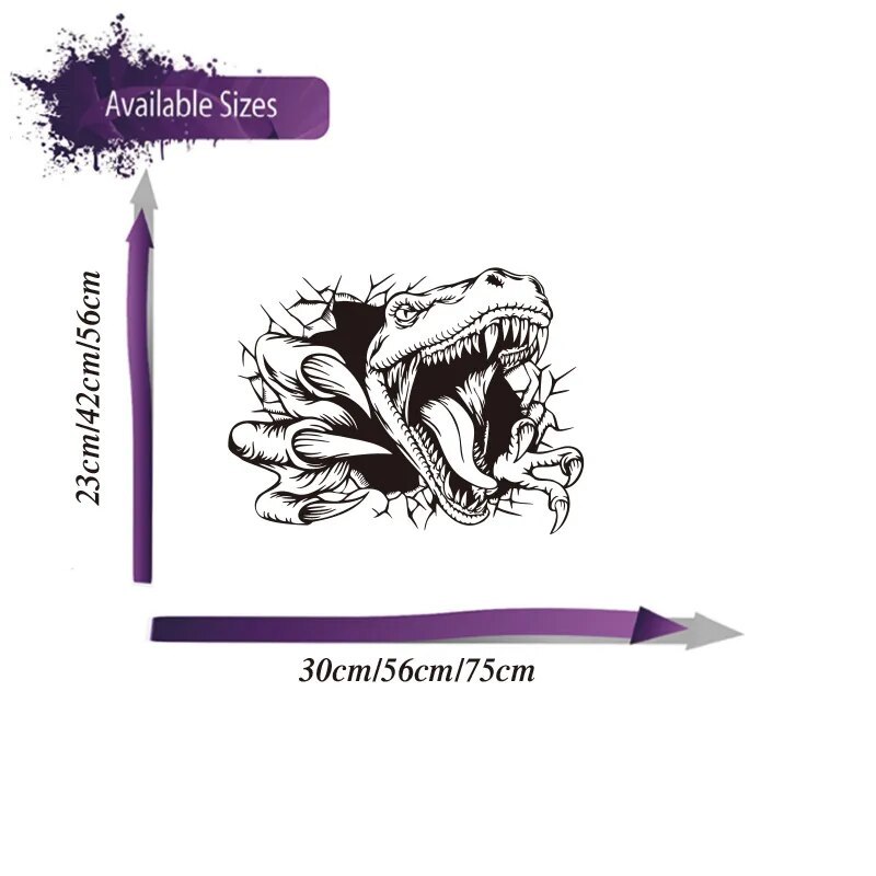 Large Raptor Scratch Car Sticker Velociraptor Dino Car Decal Hood Door ...