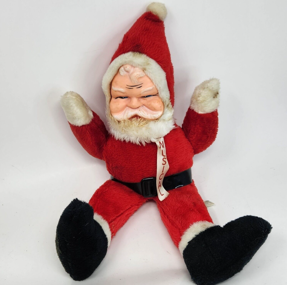 VINTAGE CHRISTMAS BROADWAY TOY MUSICAL WIND UP SANTA STUFFED ANIMAL ...