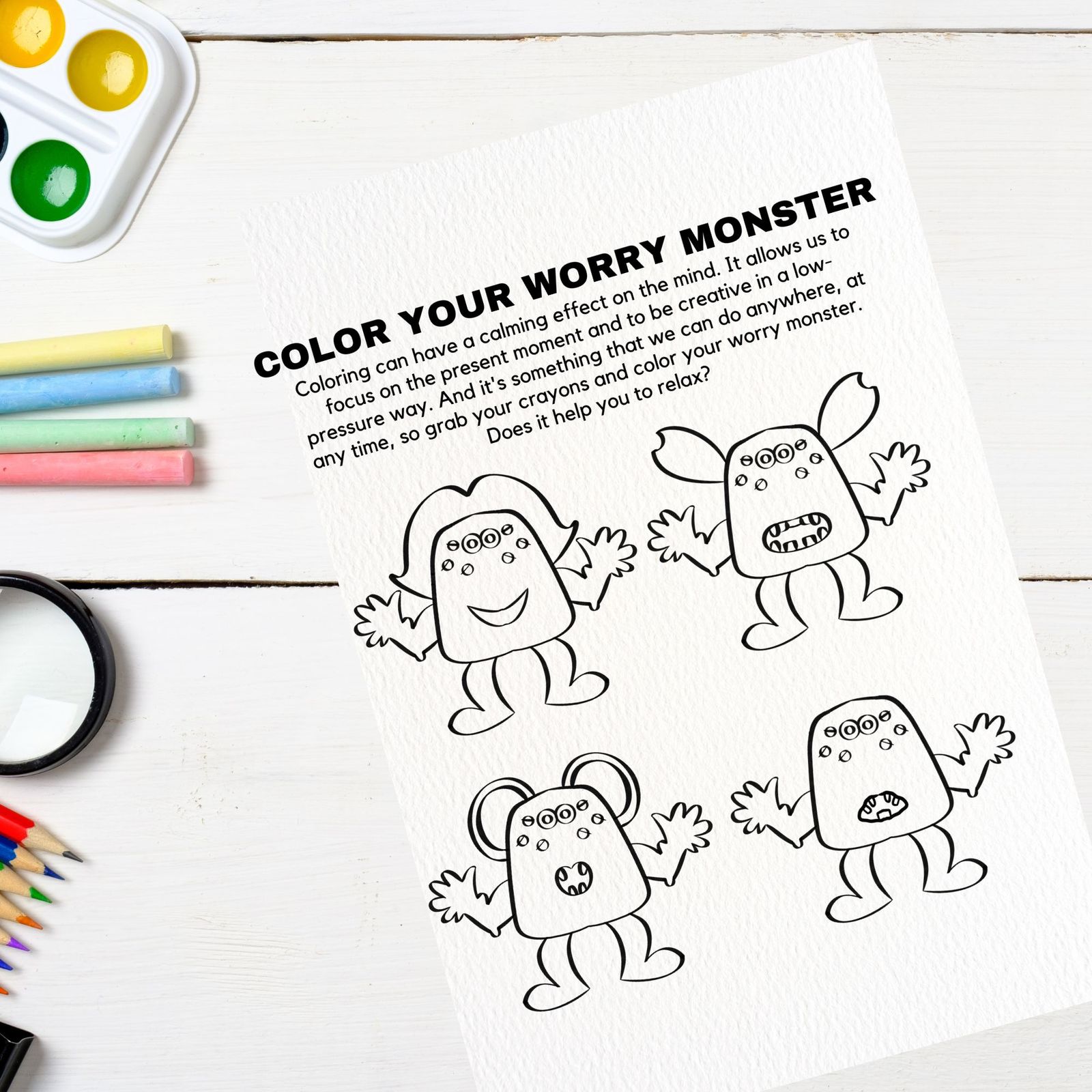 Printable Worry Monster for kids / Anxiety worksheets for children ...