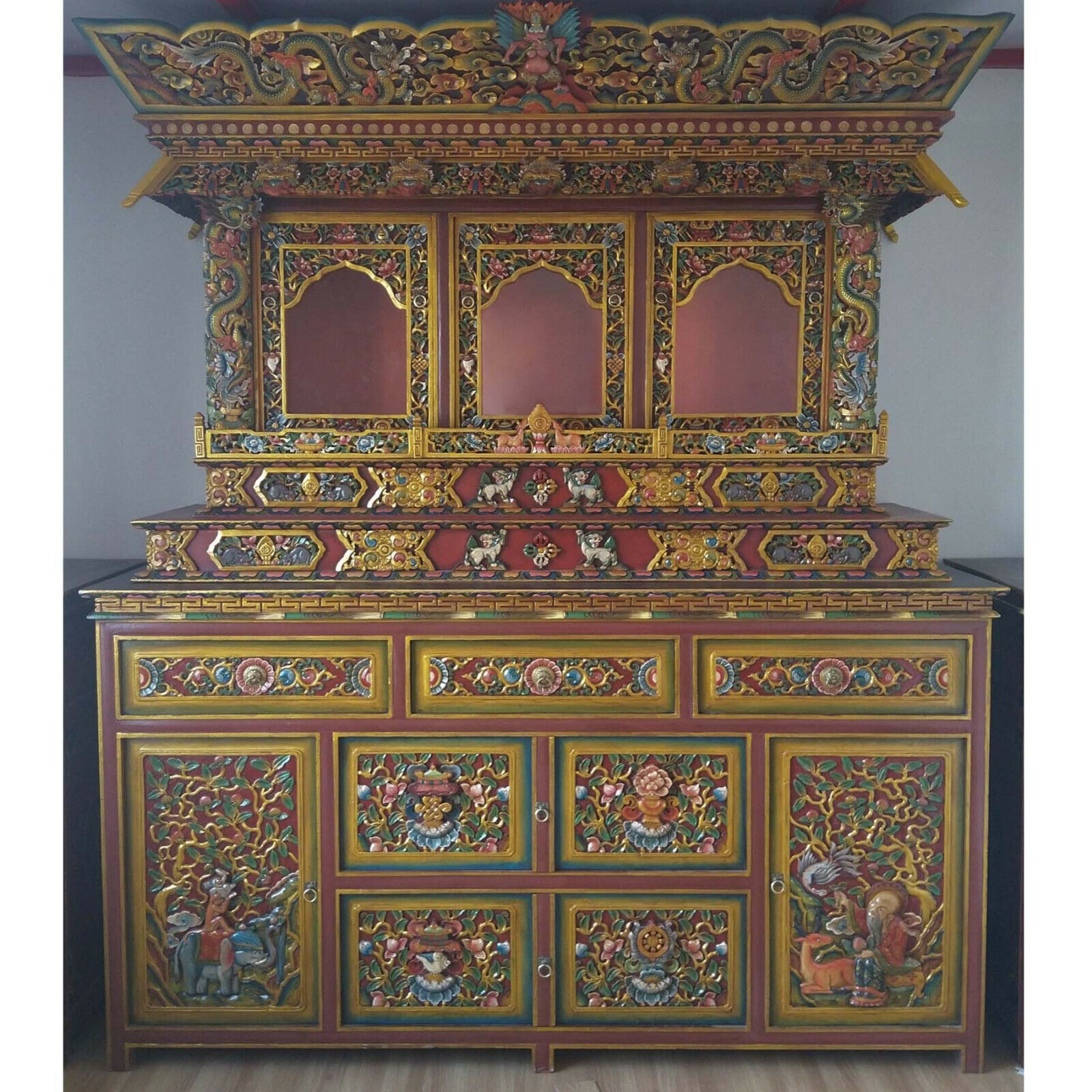 Tibetan Buddhist Prayer Offering Altar Shrine Cabinet Choesham 7 ...
