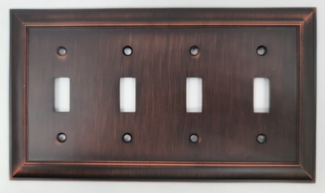 Allen + Roth Cosgrove 4-Gang Toggle Rubbed Bronze Wall Plate Light ...