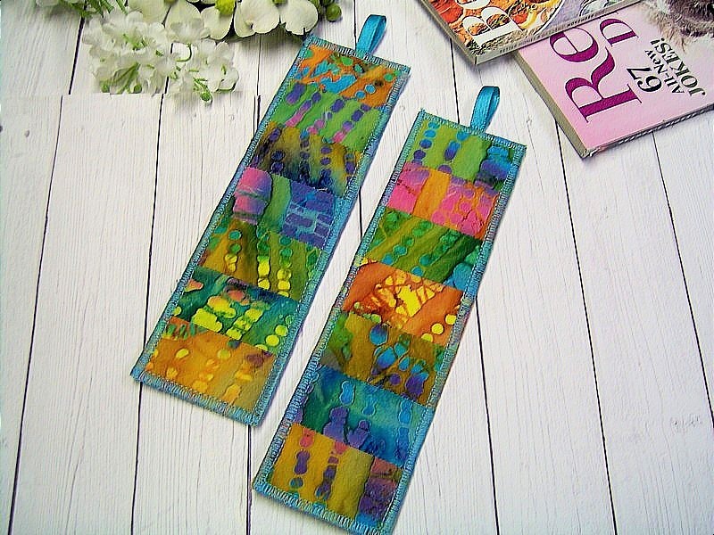Handmade "TIE-DYE" 2 Reversible Batik Patchwork Bookmarks - Stocking ...