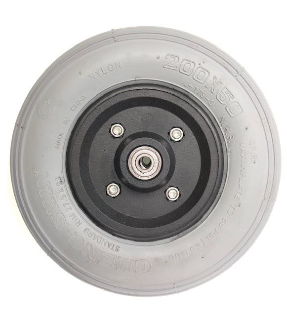 2 pcs Cheng Shin 200X50 Solid Gray Tire with Rim front wheel Mobility ...