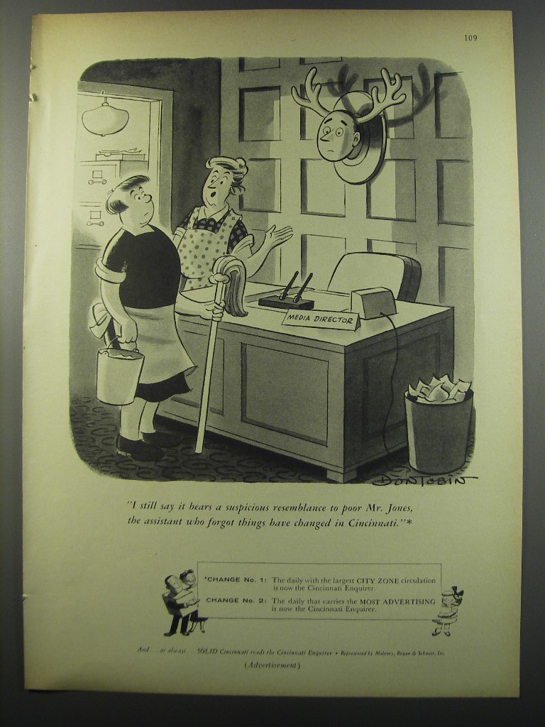 1955 Cincinnati Enquirer Advertisement - Cartoon by Don Tobin - 1980-89