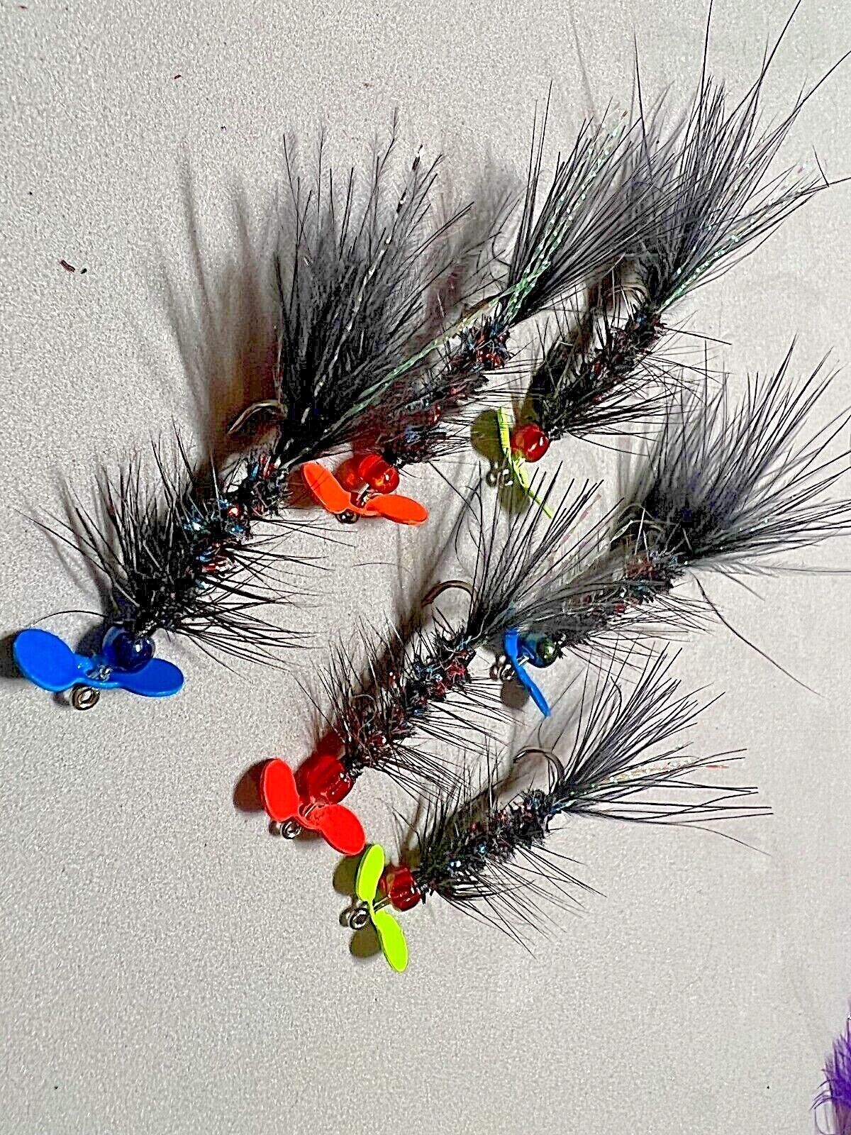 2022 //Multi-Black Woolly Bugger Spinner Fly, Size 6, Sold Per 6, New Blue Prop - Baits & Lures