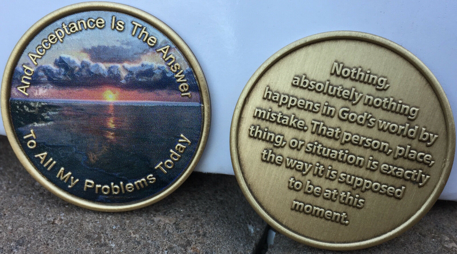 Acceptance Is The Answer Beach Sunrise Color Bronze AA Medallion Chip ...