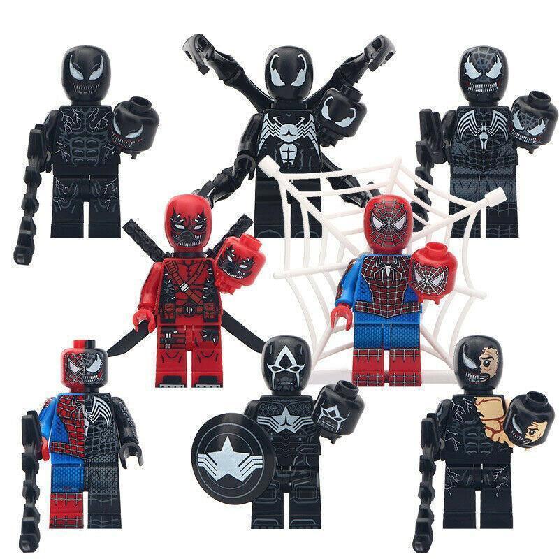 8pcs Marvel Symbiote Spiderman Agent Venom Venompool Eddie Brock ...