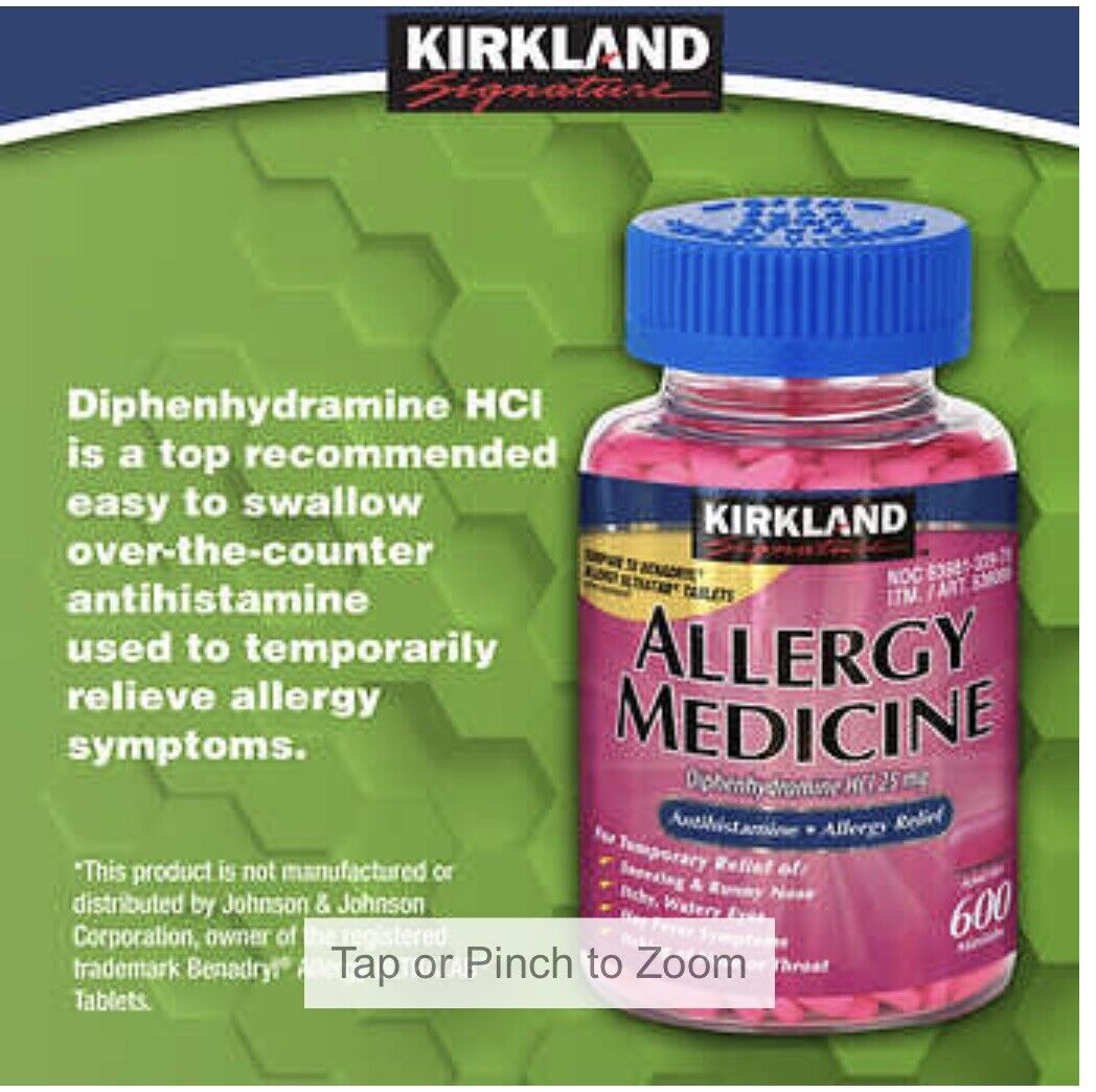 Kirkland Signature Allergy Medicine 25 mg. 600 Minitabs - Allergy ...