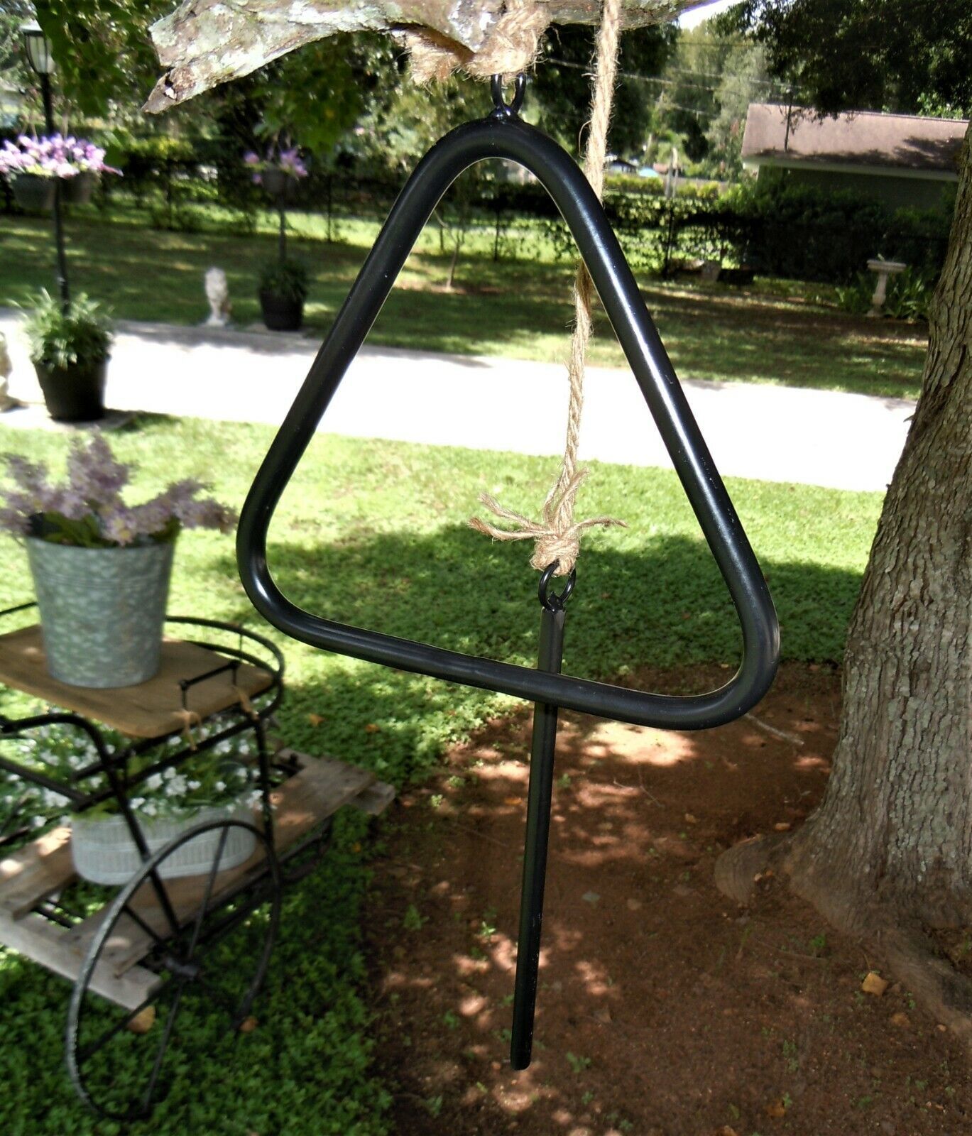 Farm/School House Western Cowboy Chuck Wagon Triangle Dinner Call Bell ...