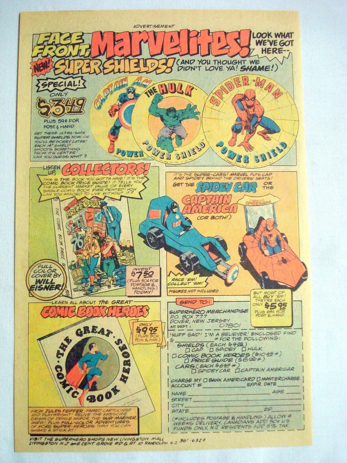1977 Superheroes Ad Marvel Super Shields, Spidey and Captain America ...