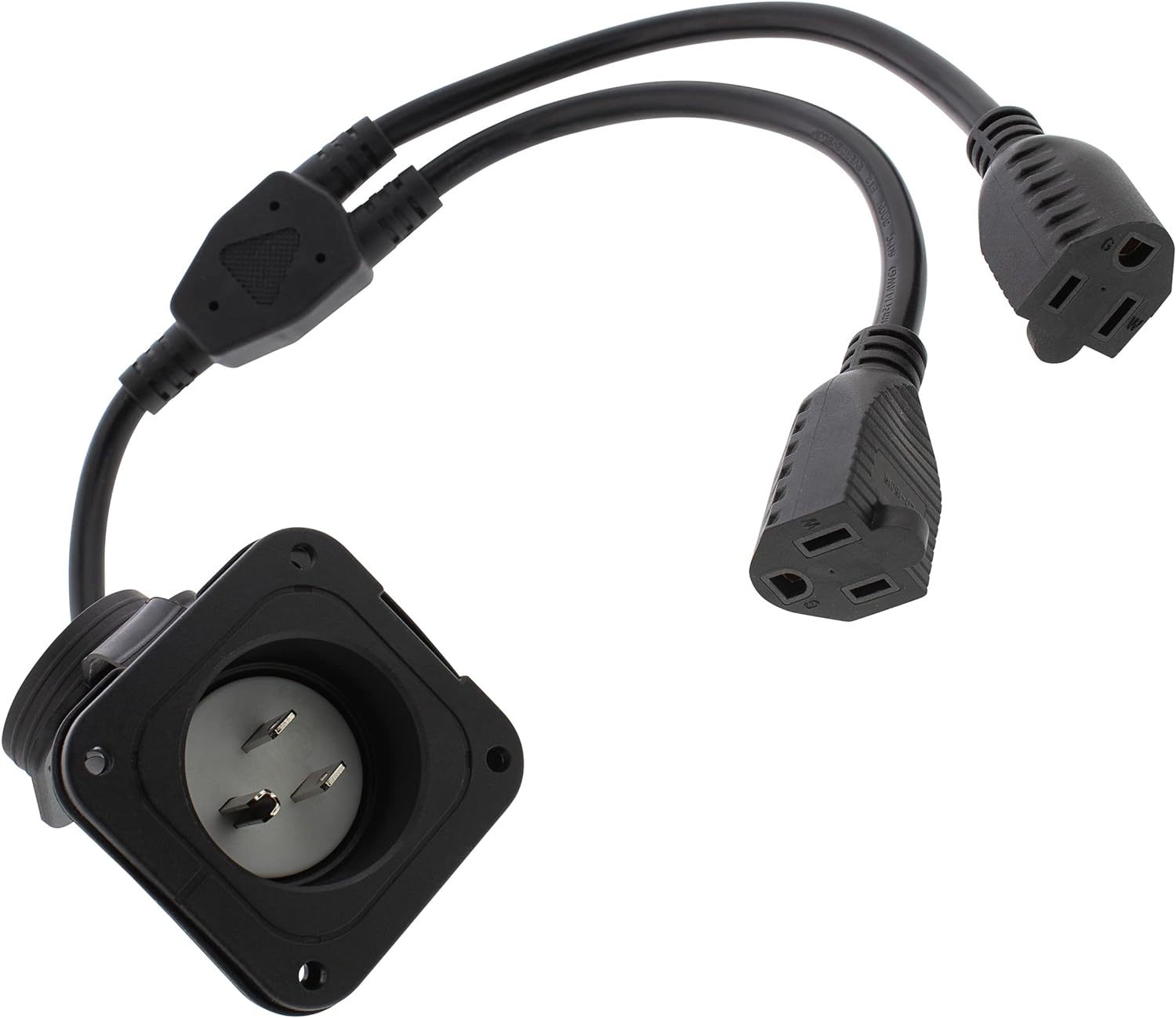 Dumble 3 Prong Y Splitter Cable Power Extension Cord - 15 Amp Flanged ...