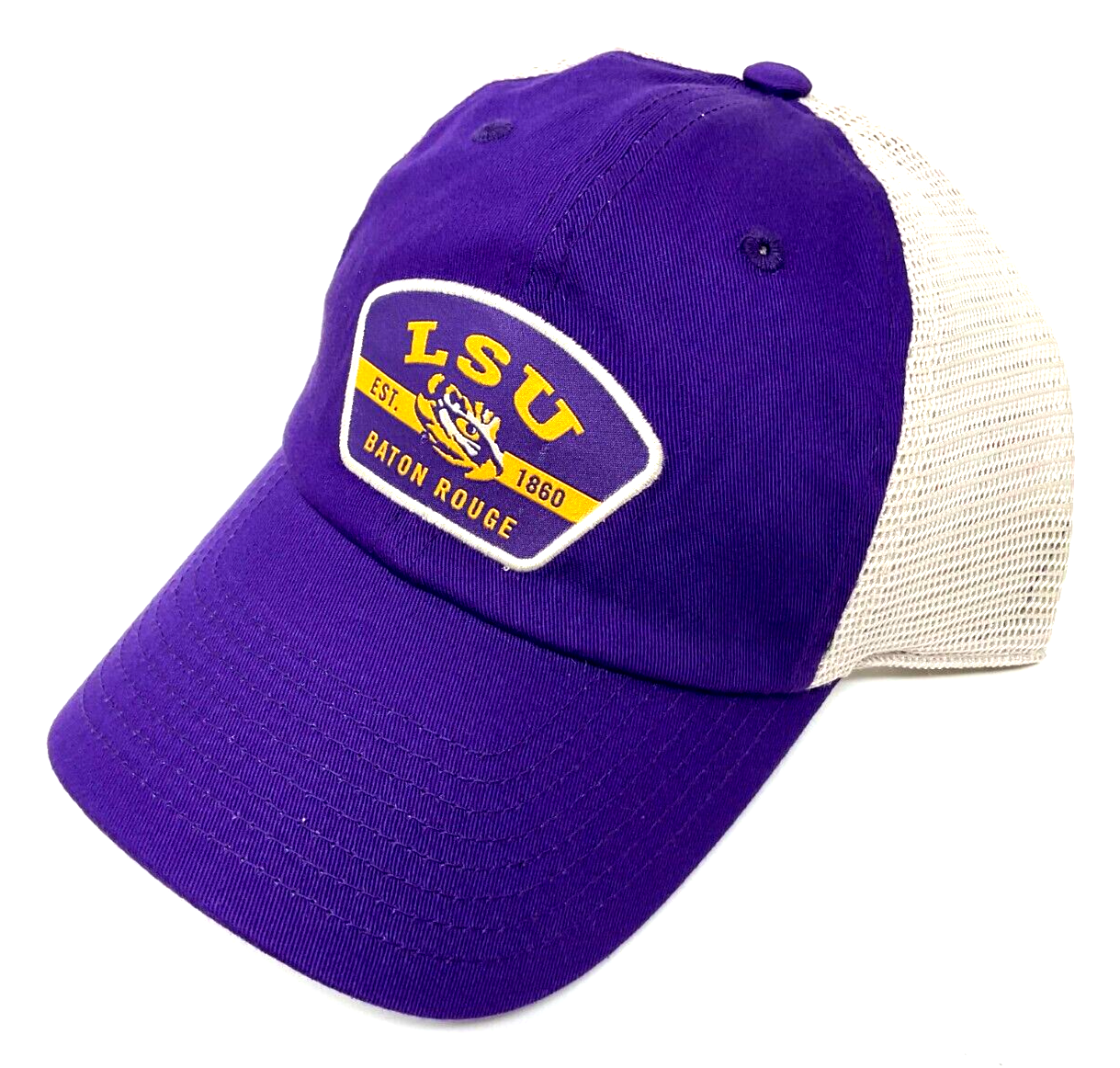LSU LOUISIANA STATE UNIVERSITY TIGERS PATCH LOGO MESH TRUCKER SNAPBACK ...