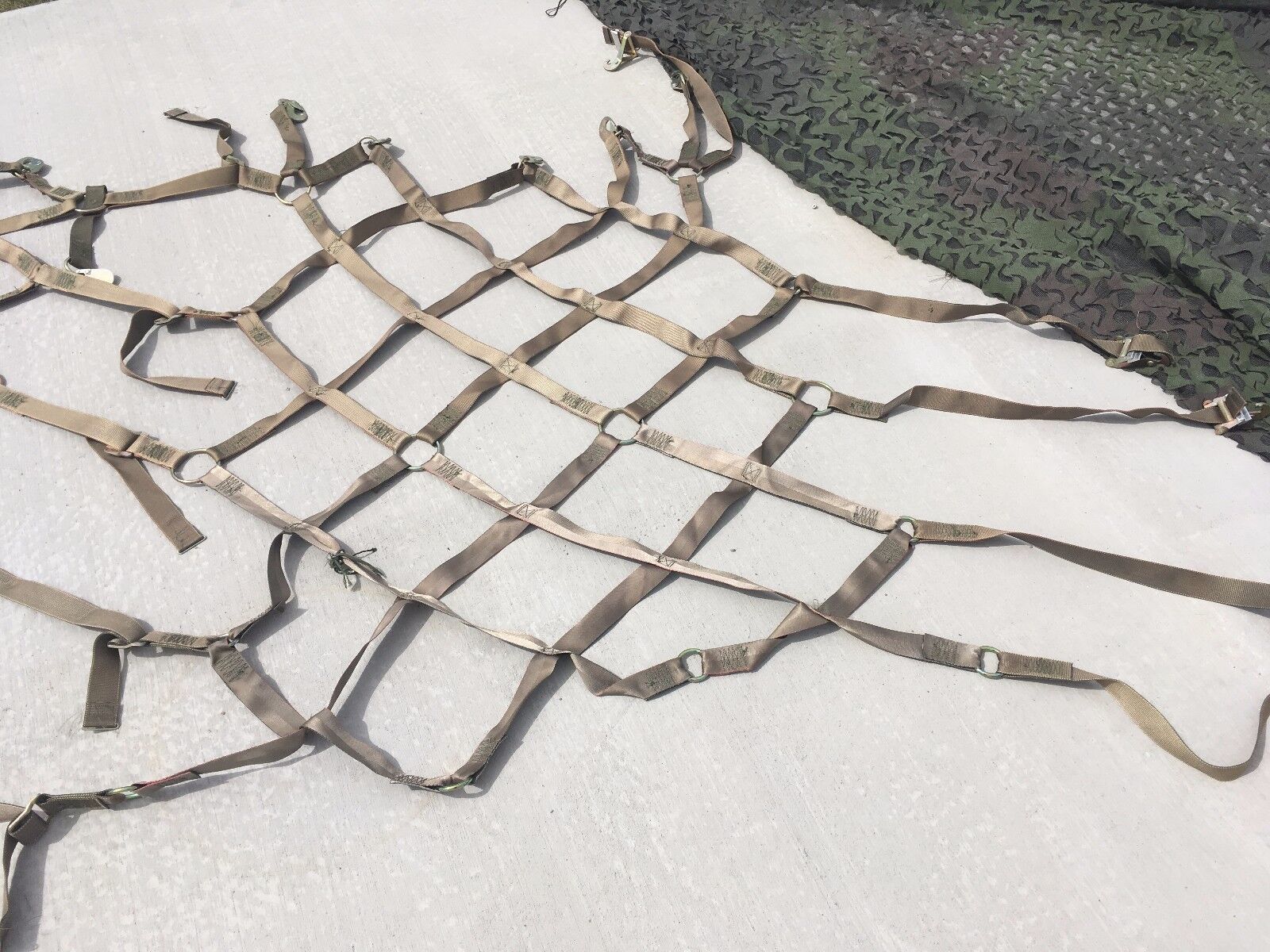 LARGE MIL PARATROOPER Military Tan Multi-Hooked Cargo Securing Netting ...