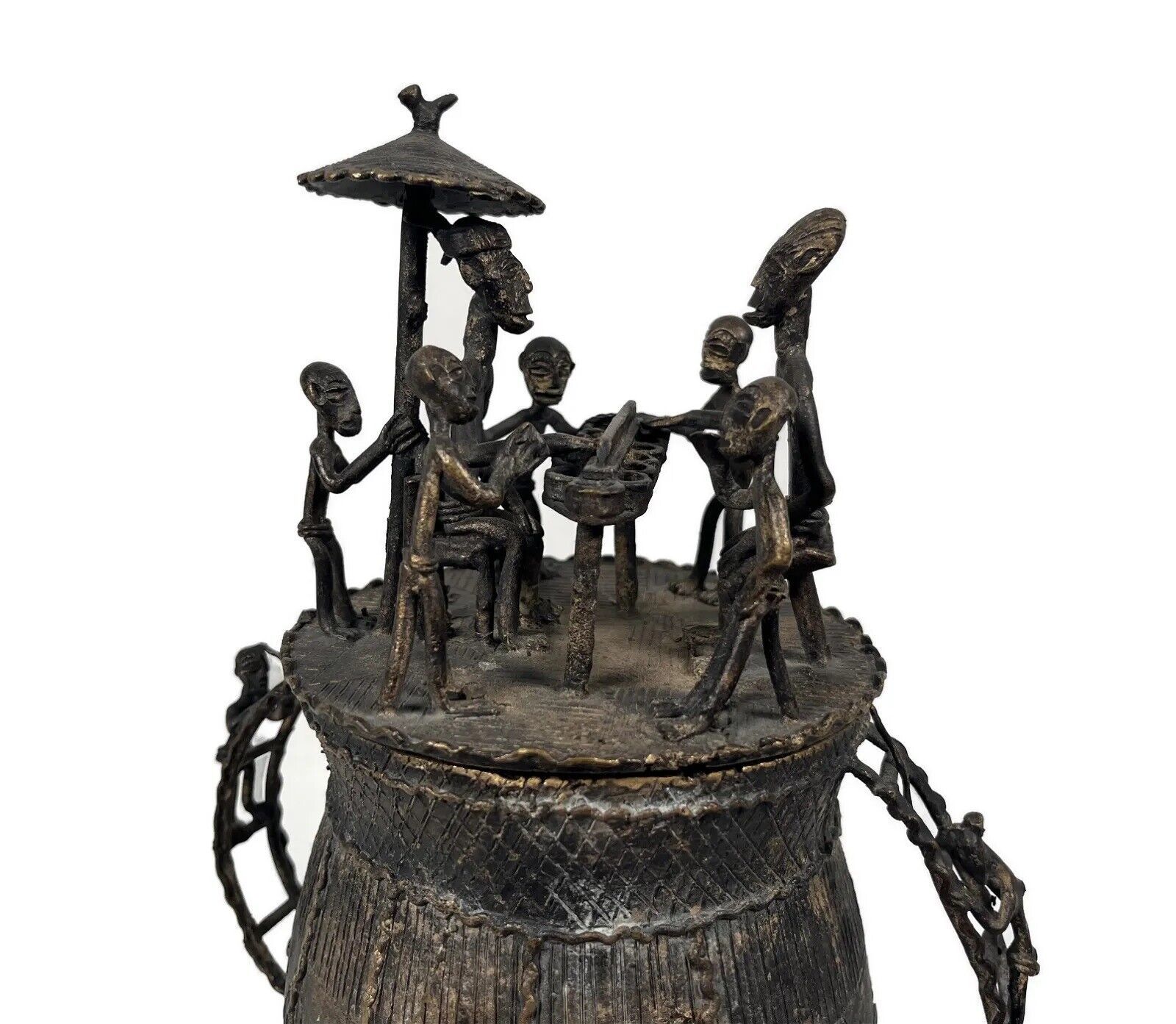 Antique Cast Bronze African Ashanti Tribe Kuduo Footed Vessel Container ...