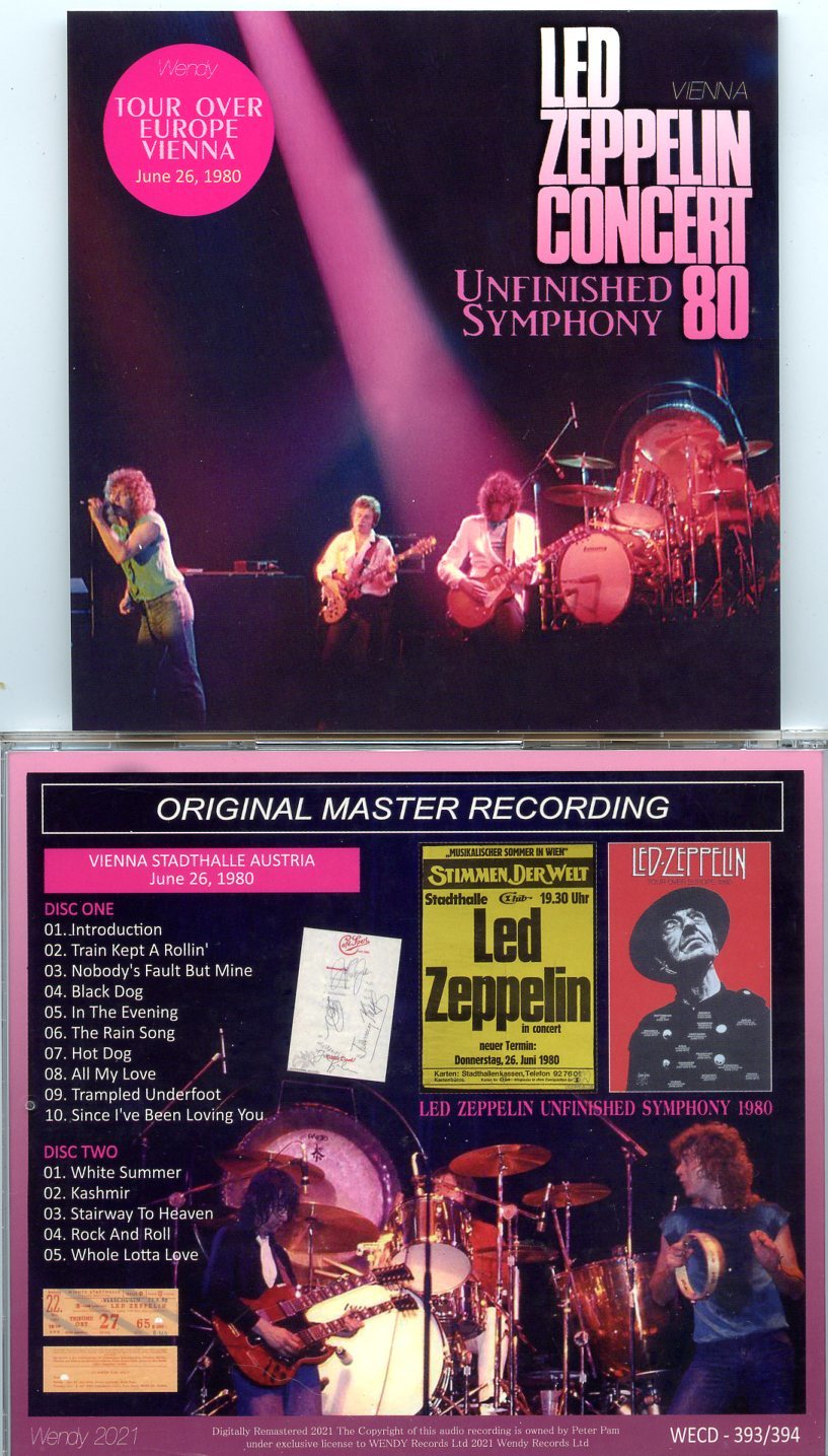 LED ZEPPELIN - Unfinished Symphony 1980 ( 2 CD SET ) ( Wendy ) ( Vienna ...