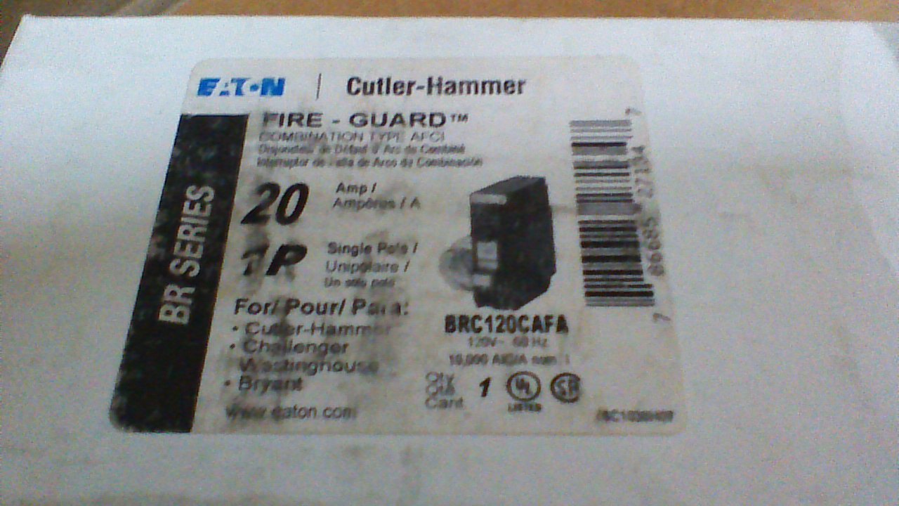 (NEW) EATON CUTLER HAMMER BRC120CAFA COMBO AFCI 30ma ARCH FAULT PLUG-IN ...
