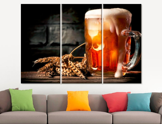 Bar Decor Canvas Beer Canvas Kitchen Decor Restaurant Decor Beer Wall ...