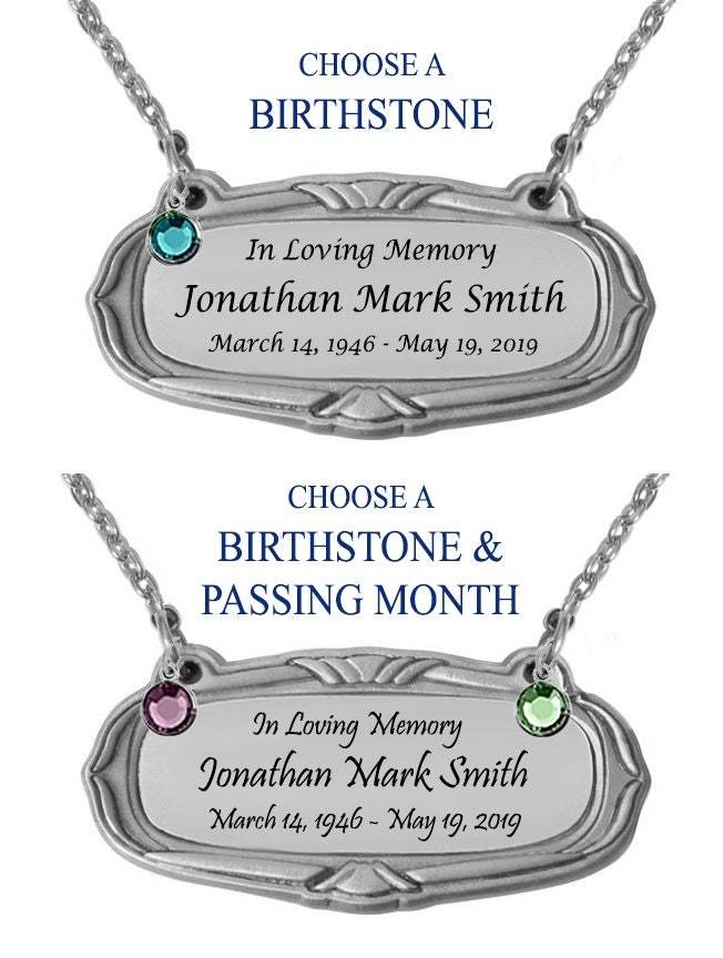 Pewter Medallion Urn Name Plate - Birth & Passing Stone Option ...