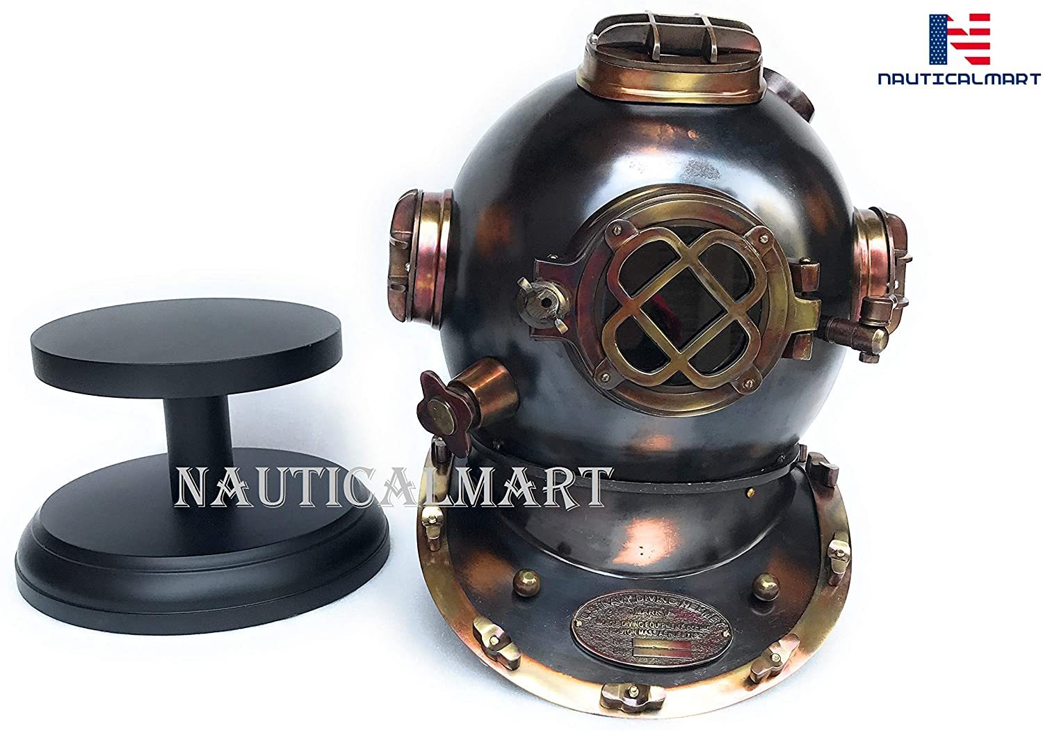 NauticalMart Diving Diver Helmet Wooden Base Display Stand - Nautical ...