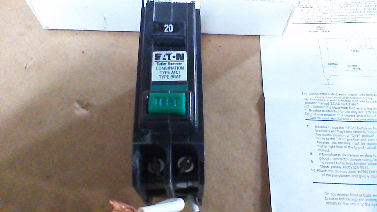 (NEW) EATON CUTLER HAMMER BRC120CAFA COMBO AFCI 30ma ARCH FAULT PLUG-IN ...