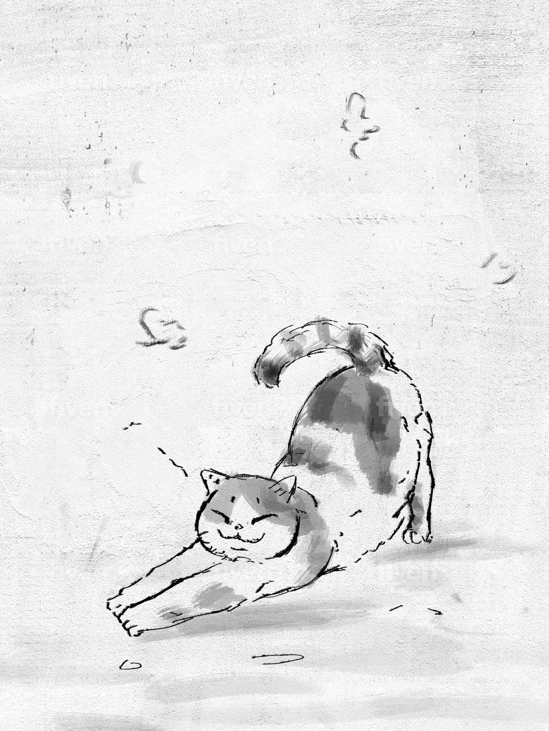 Wabi-Sabi Style Cat Art Print, Kawaii Japanese Cat Illustrations Poster ...