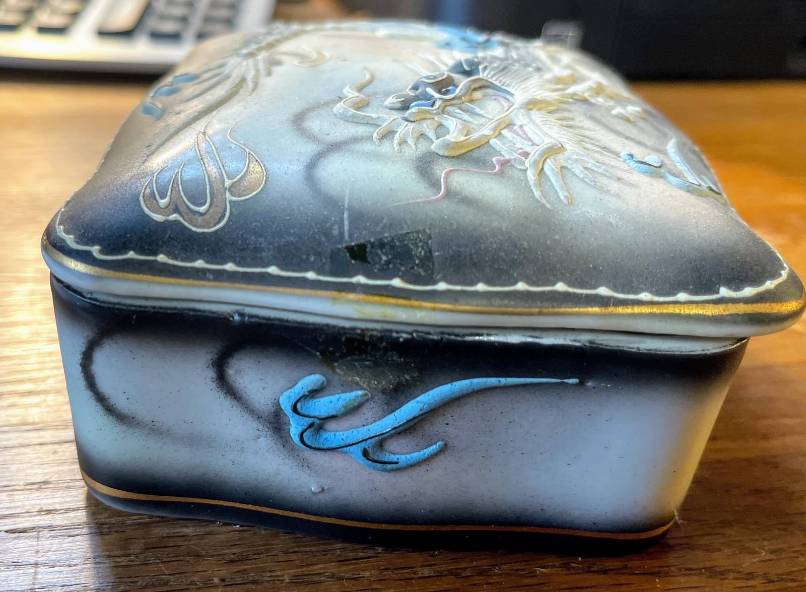 Vintage Japanese Dragonware hand painted box and lid - Other Antiques