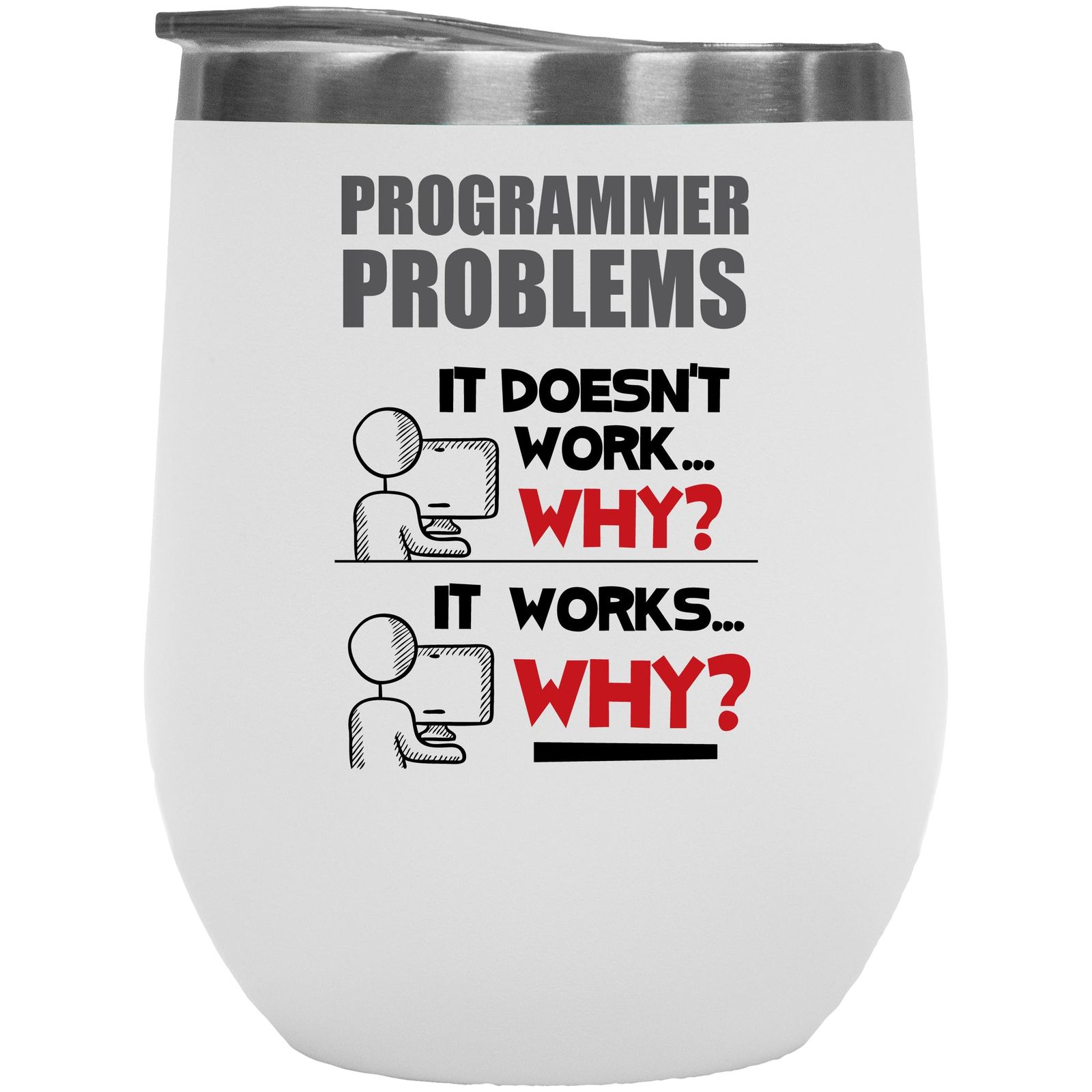 Programmer Problems. Smart And Funny Codes 12oz Insulated Wine Tumbler ...