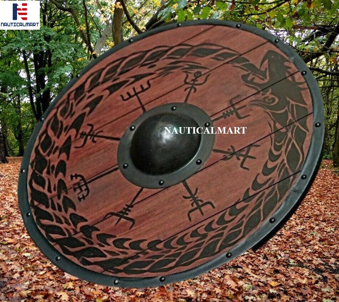 Viking Shield Dragon Design Shield Collectible Wooden Shield Battle ...