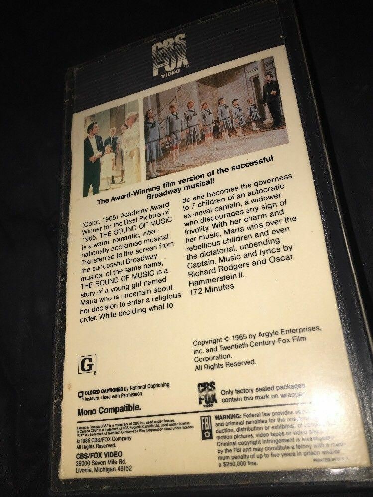 The Sound Of Music - CBS Fox Video - VHS Hi-Fi Stereo - - VHS Tapes