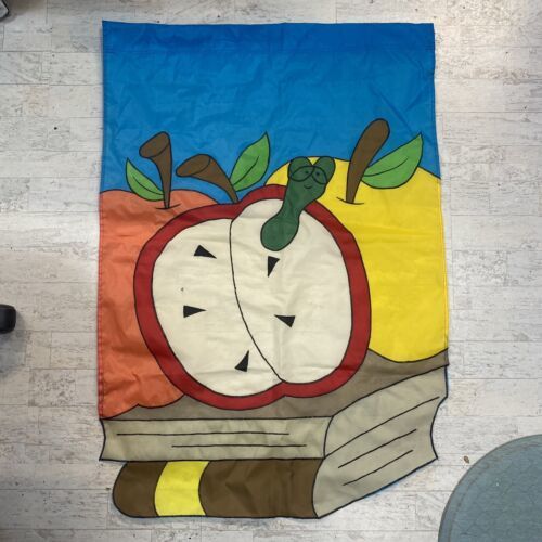 Apple Teacher Subjects Colorful Book Worm Flag Banner House Garden ...