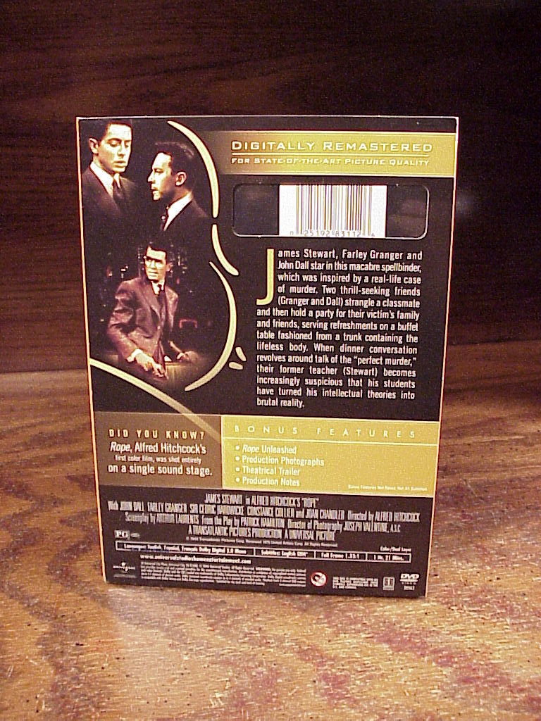 An Alfred Hitchcock Masterpiece Rope DVD, 1948, used, PG, with James Stewart - DVDs & Blu-ray Discs