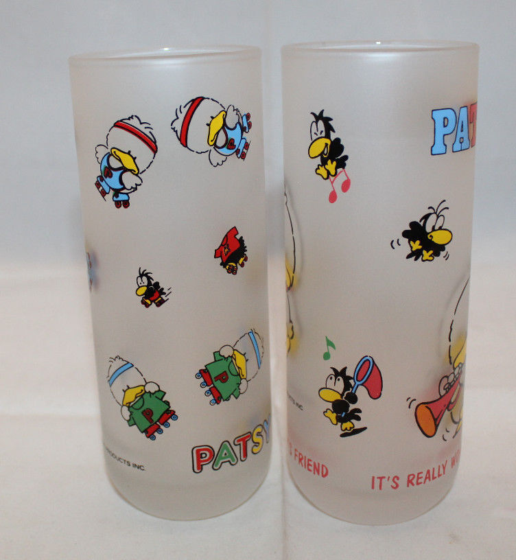 Patsy Duck Sony Creative Products Inc Set of 2 Tall Frosted Glass 1987 ...