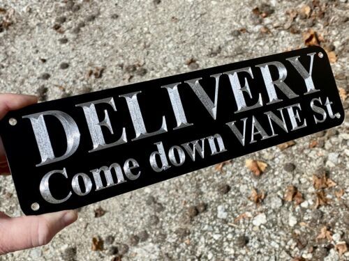 Engraved Custom Delivery Direction Diamond Etched Metal 12x3 Business ...