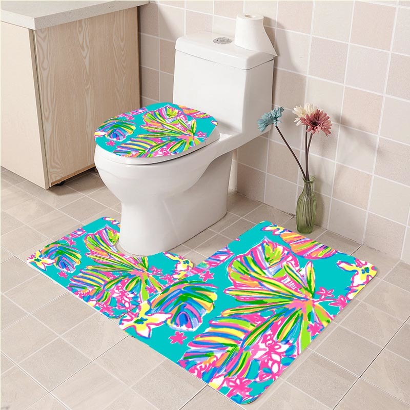3Pcs/set Summer Haze Lilly Pulitzer Bathroom Toliet Mat Set Anti Slip ...