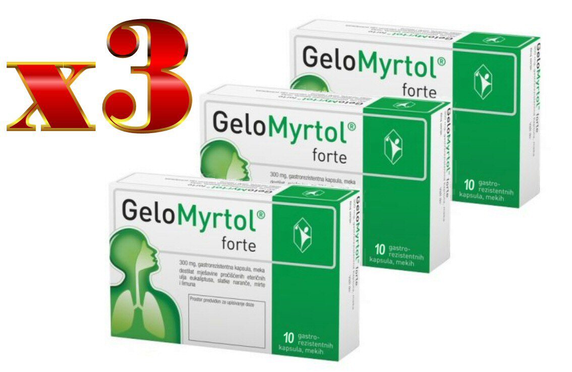 3 PACK Gelomyrtol Forte 300 mg capsules for bronchitis and sinusitis ...
