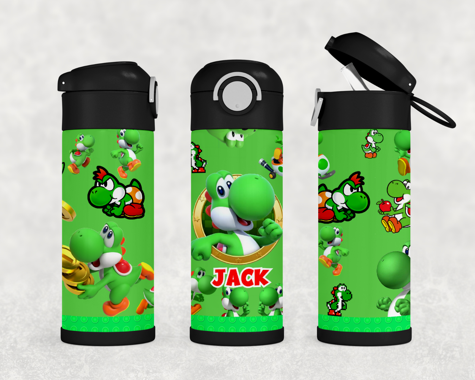 Personalized Super Mario Yoshi 12oz Kids Stainless Steel Tumbler Water ...