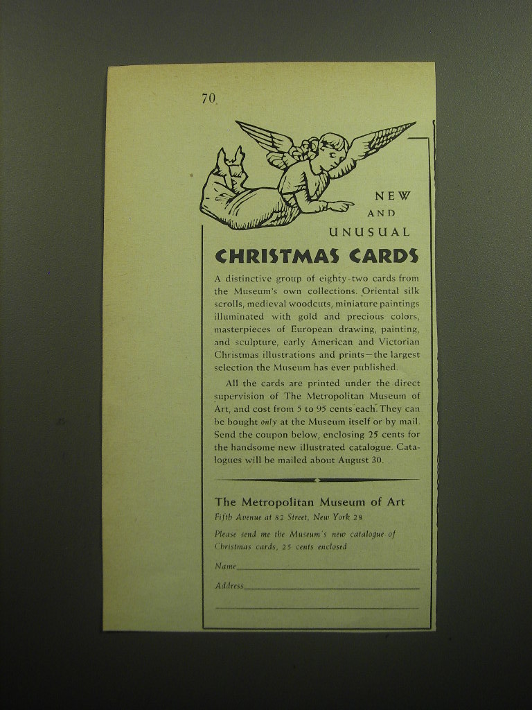 1958 The Metropolitan Museum of Art Advertisement - Unusual Christmas ...