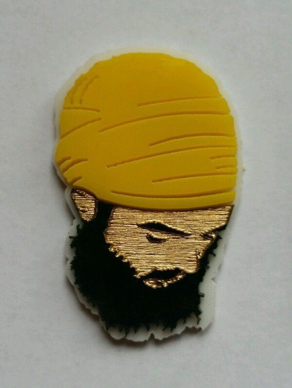 SIKH Punjabi FATEH YELLOW DUMALA Singh Khalsa ACRYLIC Adhesive Back ...