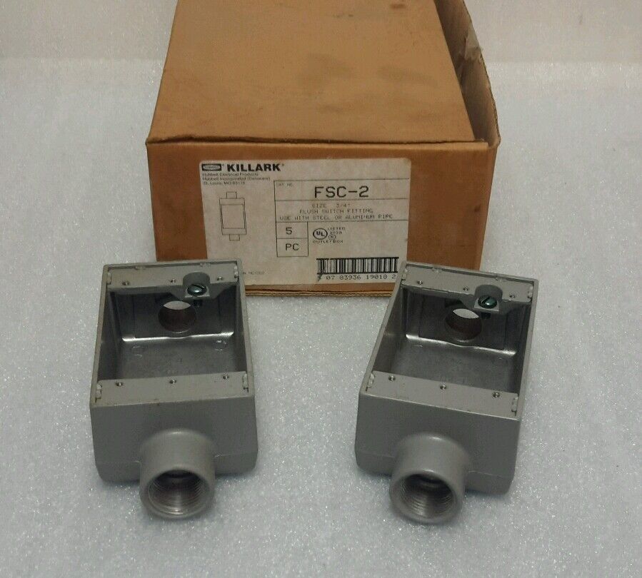 KILLARK FSC-2 3/4" FLUSH SWITCH FITTING ENCLOSURE (LOT OF 5) NEW $59 - Switch Accessories