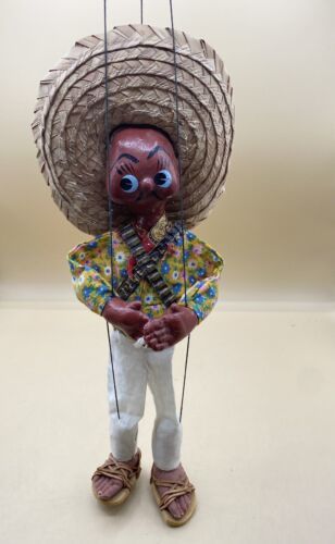 Mexican Marionette String Puppet Sombrero Ammo Belt 2 Handle Toy Doll ...