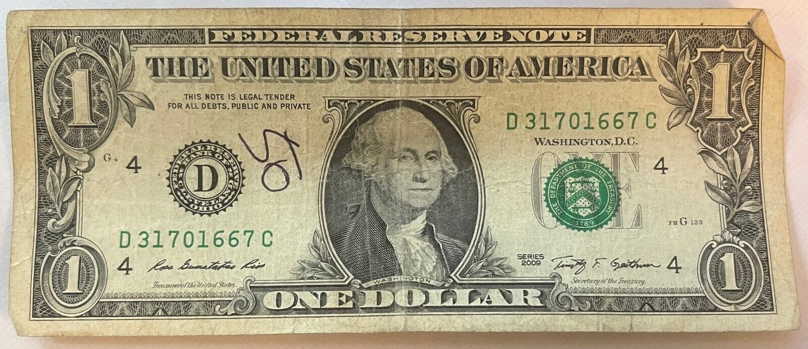 $1 One Dollar Bill 31701667, Star Trek Enterprise Hull Number: 1701 ...