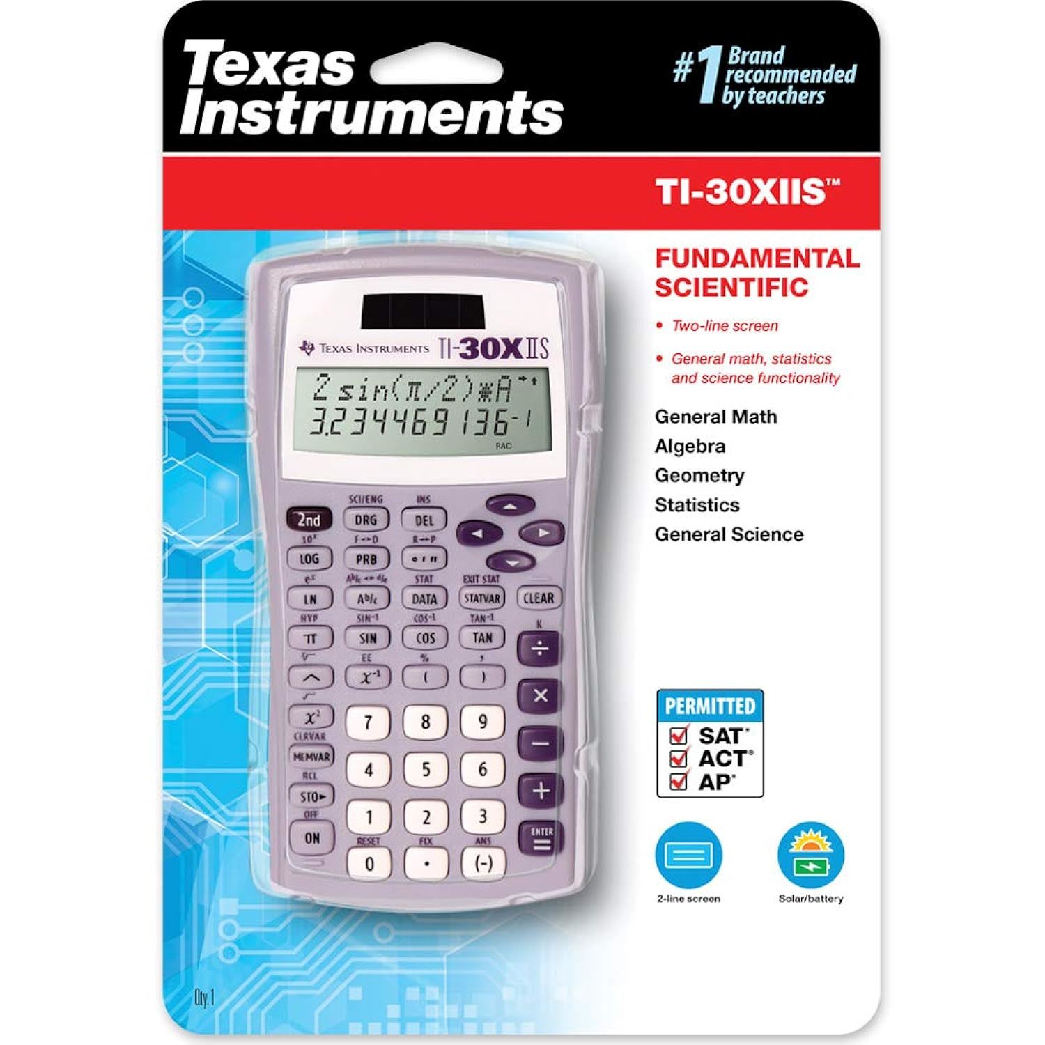 Texas Instruments TI-30X IIS 2-Line Scientific Calculator, Lavender ... Texas Instruments TI-30X IIS 2-Line Scientific Calculator, Lavender ...
