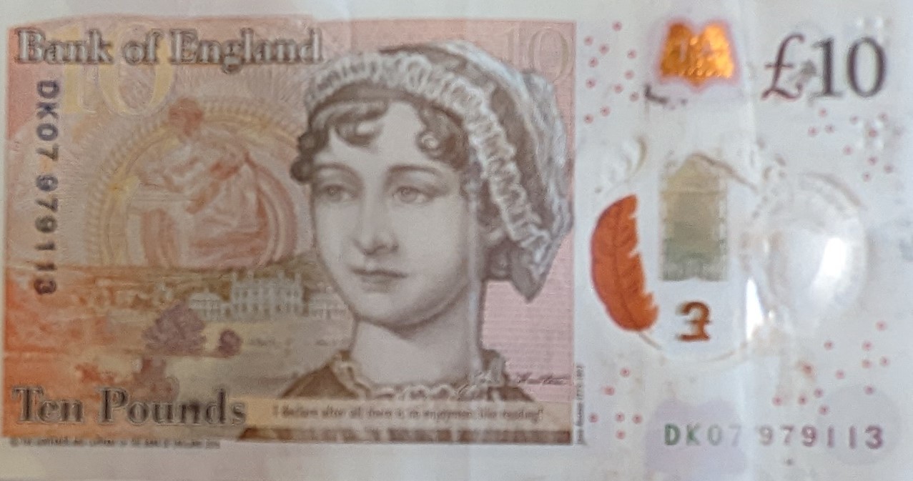 Bank of England Queen Elizabeth II / Jane Austen 10 Pounds Banknote ...