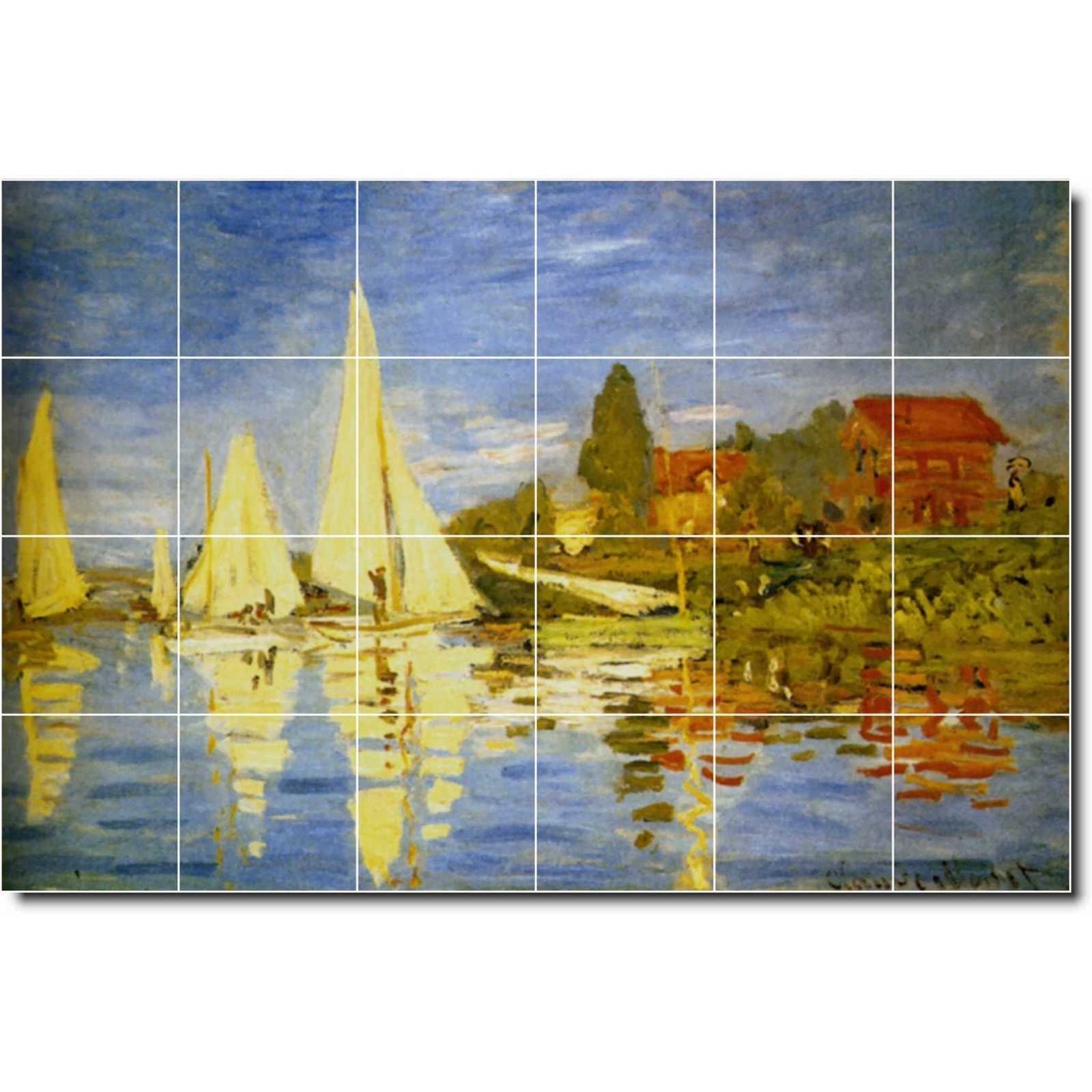 Claude Monet Waterfront Painting Ceramic Tile Mural BTZ06163 - Floor ...