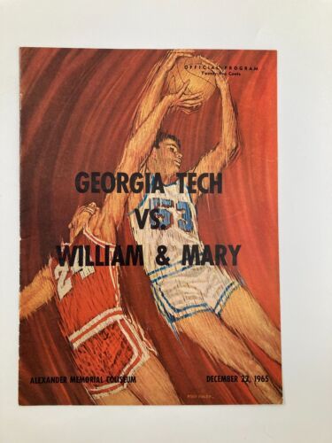 December 22 1965 Georgia Tech vs William & Mary Basketball Official Program - College - NCAA