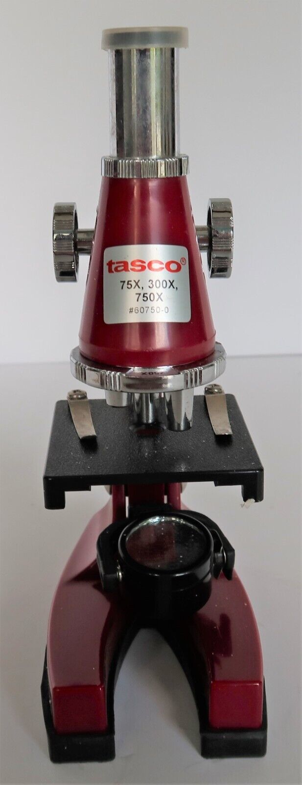 Vtg Tasco Microscope Model 60750-0 Red Plastic Lighted Tested Battery ...